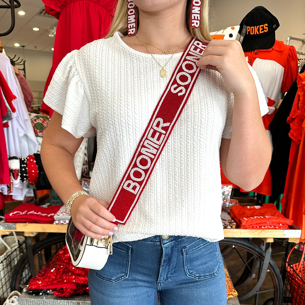 Crimson Boomer Sooner Scalloped Beaded Bag Strap – J. Spencer